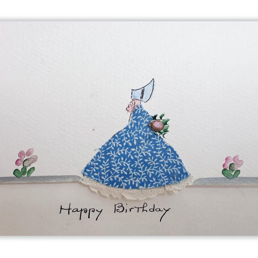 Ephemera: Sunbonnet Girl Happy Birthday Gift Card Signed Mona Reed King ...
