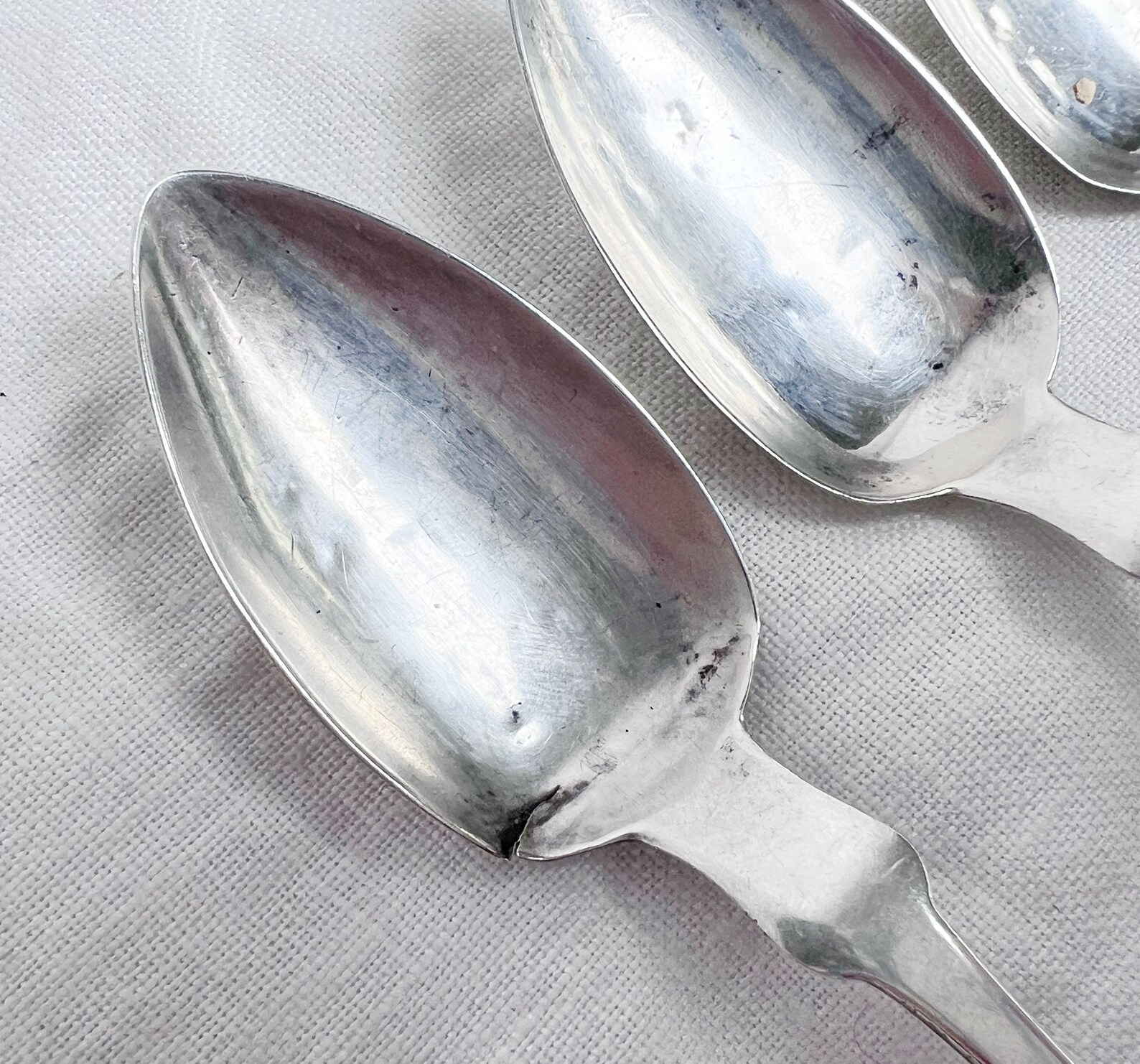 3 Antique Isaac Garrison Coin Silver Tea Spoons Fiddle Pattern Monogram ...