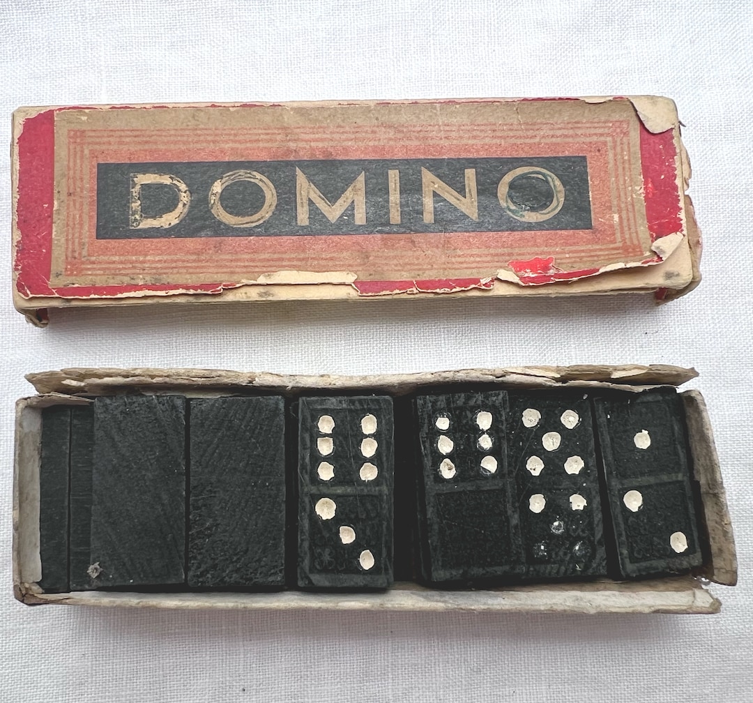 Old Miniature Domino Set in Original Box, for Collection or Collage Art ...