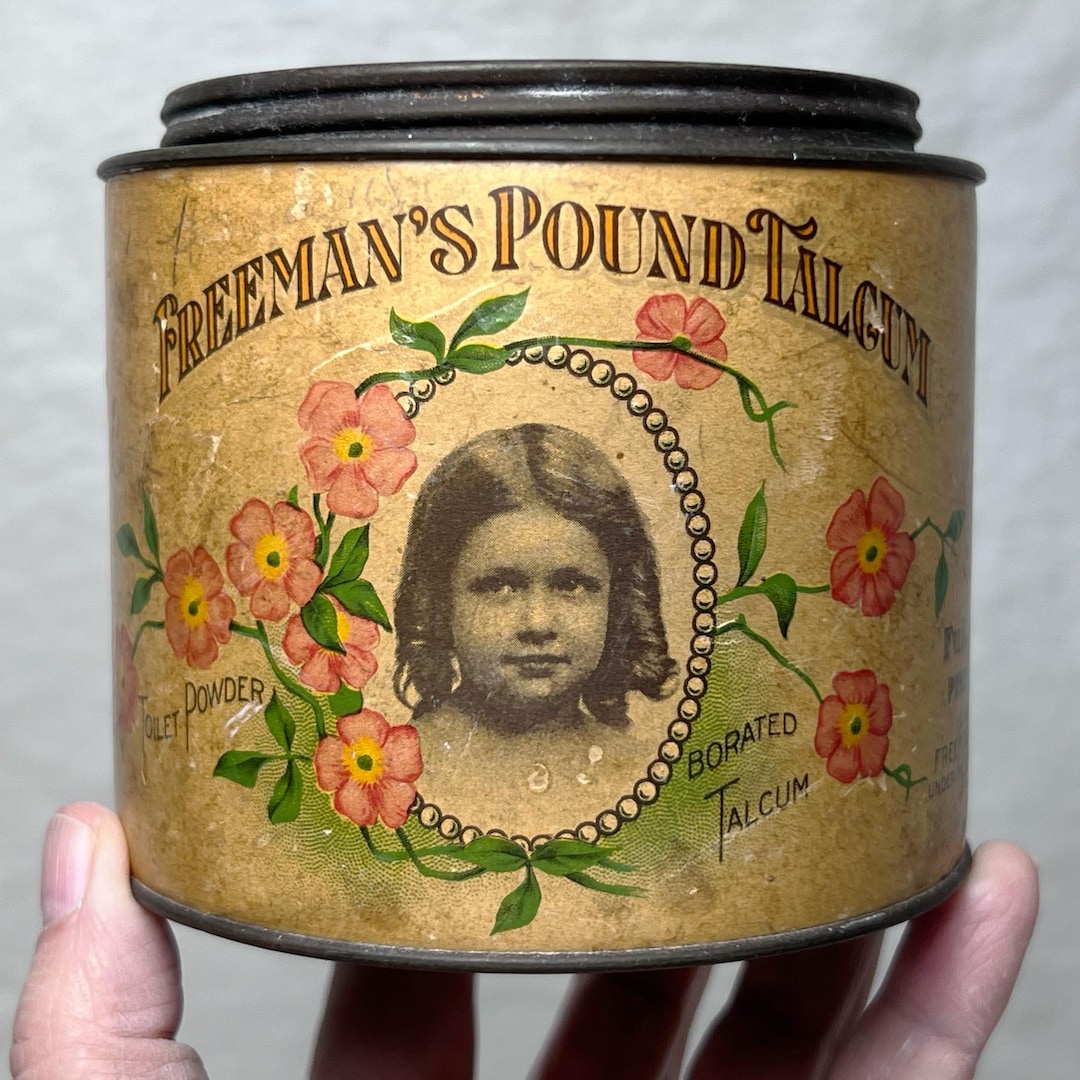 Antique Freeman's Pound Borated Talcum Powder Tin Pink Flowers 1900 ...