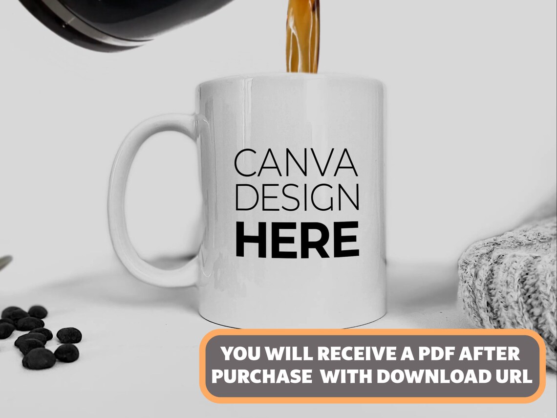 Mug Mockup Canva Video Template, 11 Oz White Coffee Mug Mockup With ...