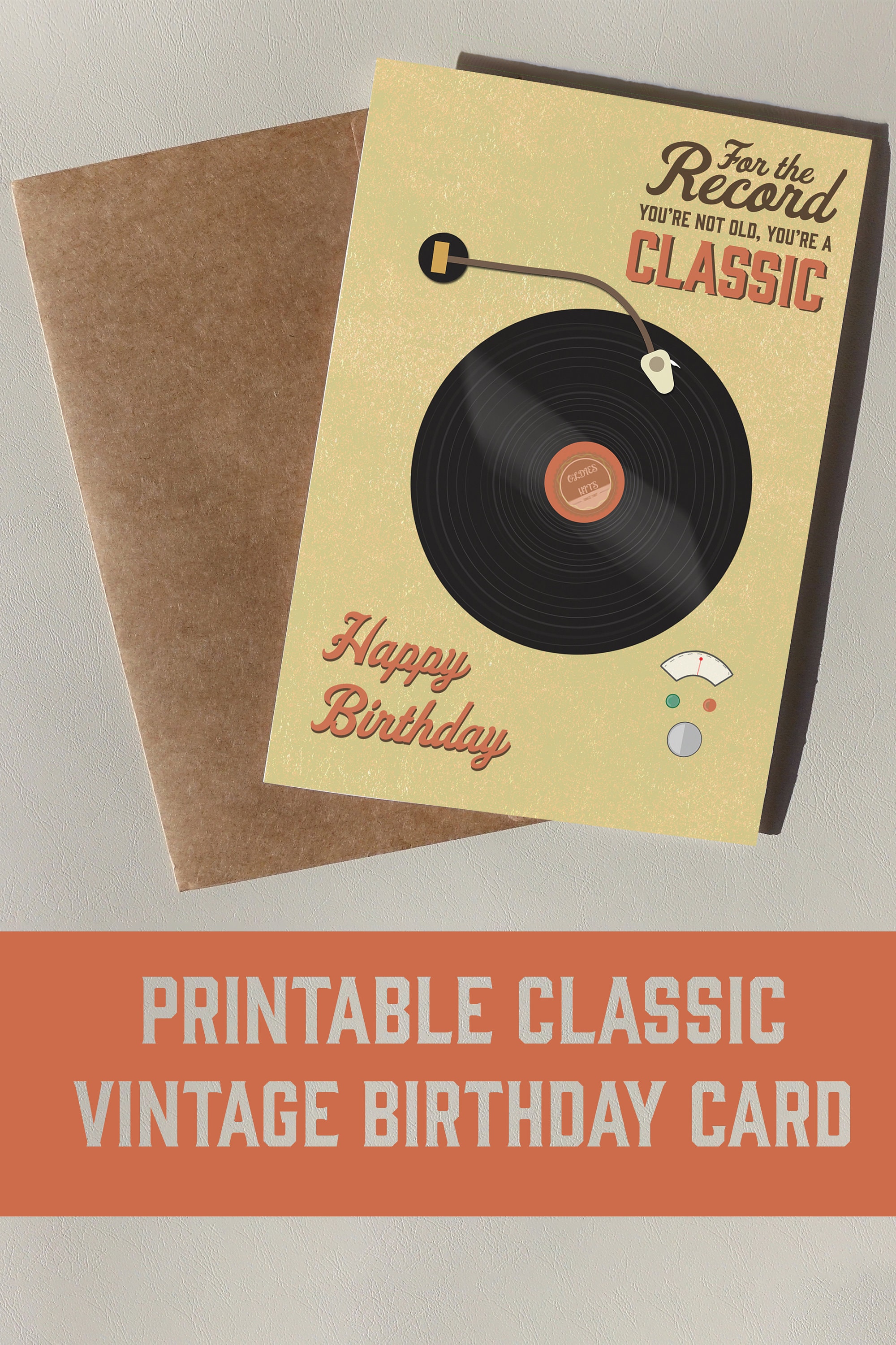 Printable Birthday Vinyl Record Card for Oldies Music Lovers, Funny Pun ...
