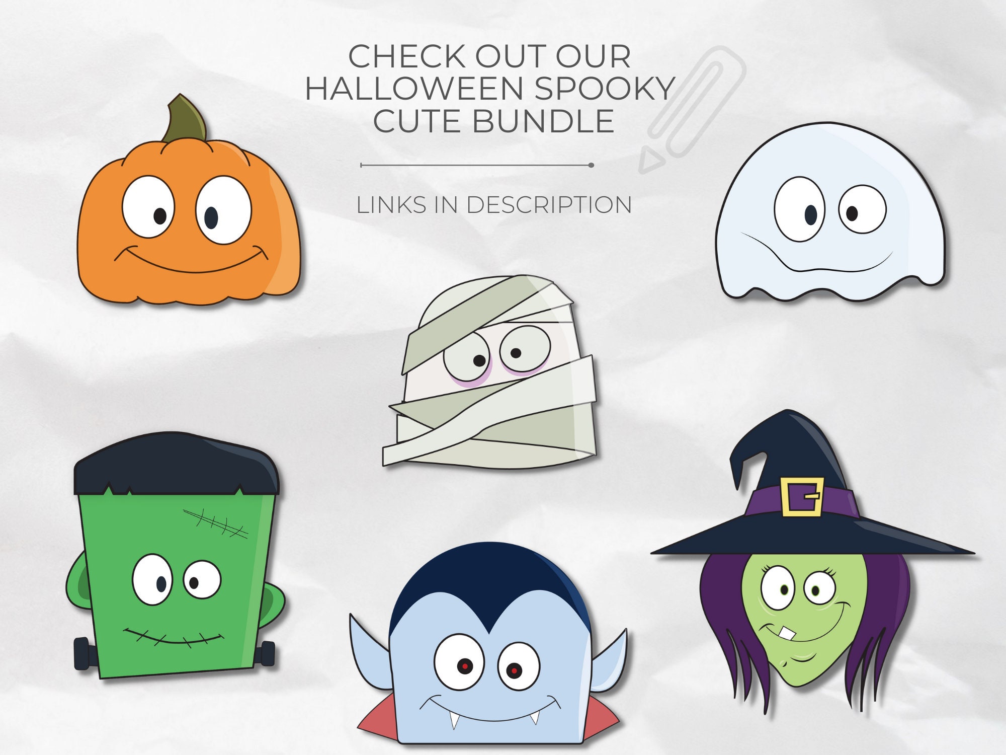 Halloween Mummy Clipart SVG Character, Digital Spooky Cute Monster Face ...