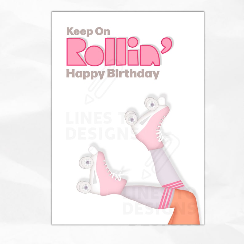 Printable Happy Birthday Card Roller Skate Birthday Card - Etsy