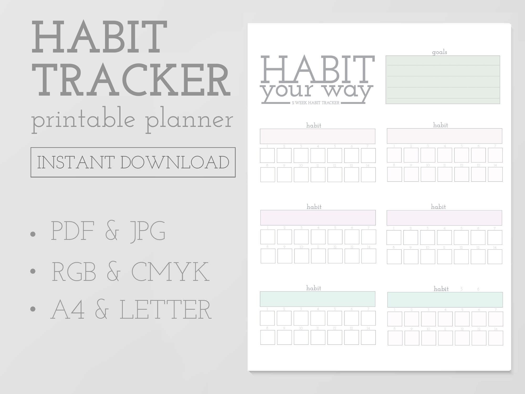 Simple Habit Tracker Printable for Self Care, Over 160 Days of Habit ...