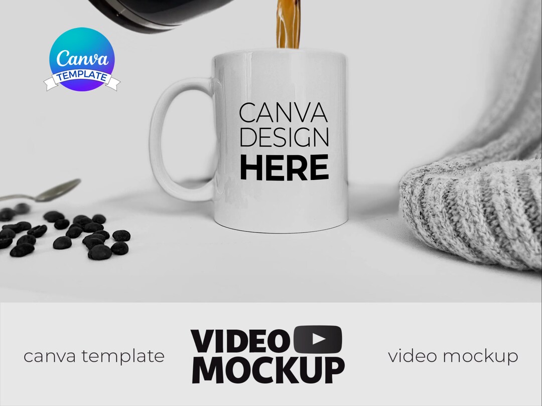 Mug Mockup Canva Video Template, 11 Oz White Coffee Mug Mockup With ...