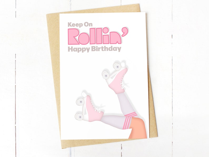 Printable Happy Birthday Card Roller Skate Birthday Card - Etsy