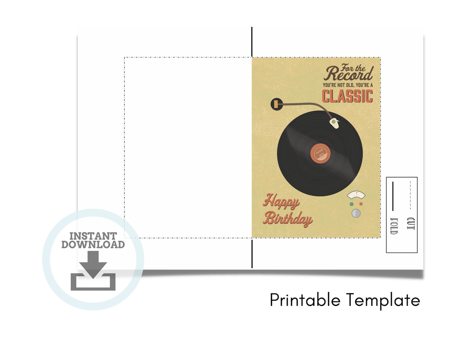 Printable Birthday Vinyl Record Card for Oldies Music Lovers, Funny Pun ...