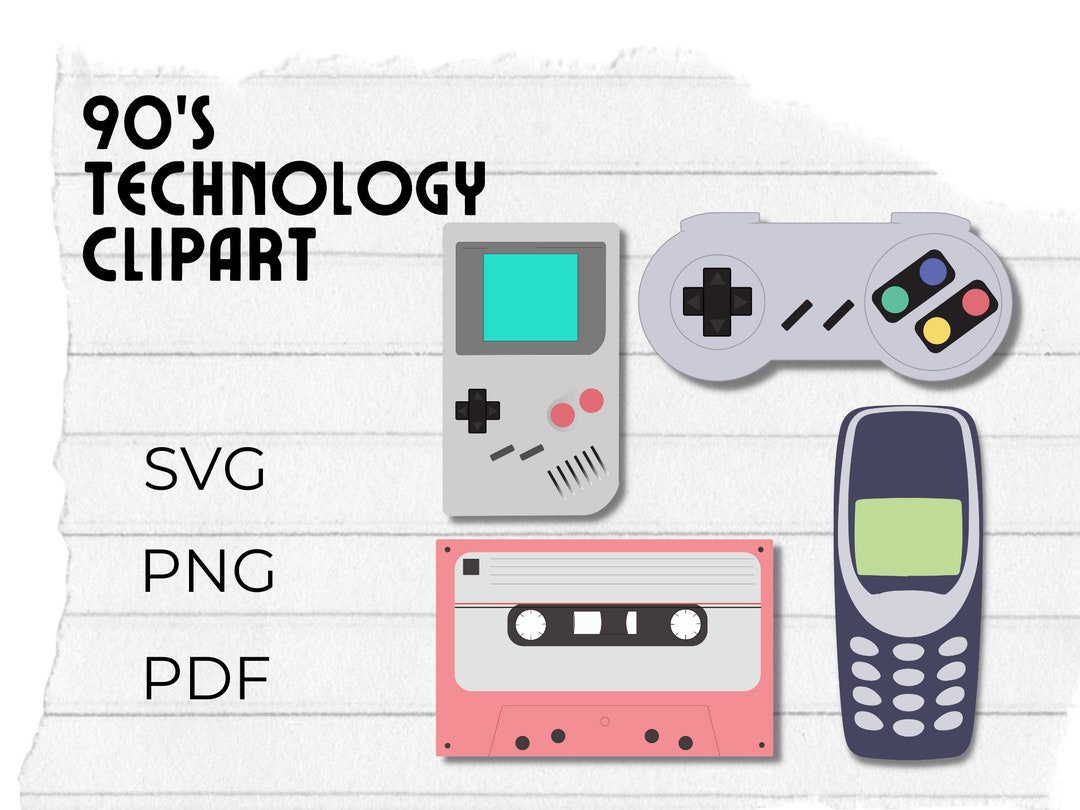 90's SVG Clipart Designs, Nostalgic 90s Technology Downloadable ...