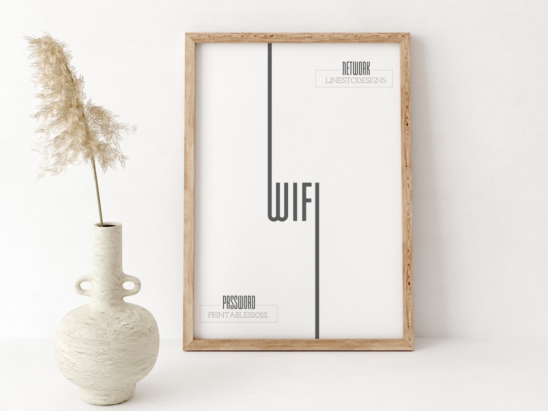 Wifi Sign Minimalist Printable & Editable PDF Wireless Internet Network ...
