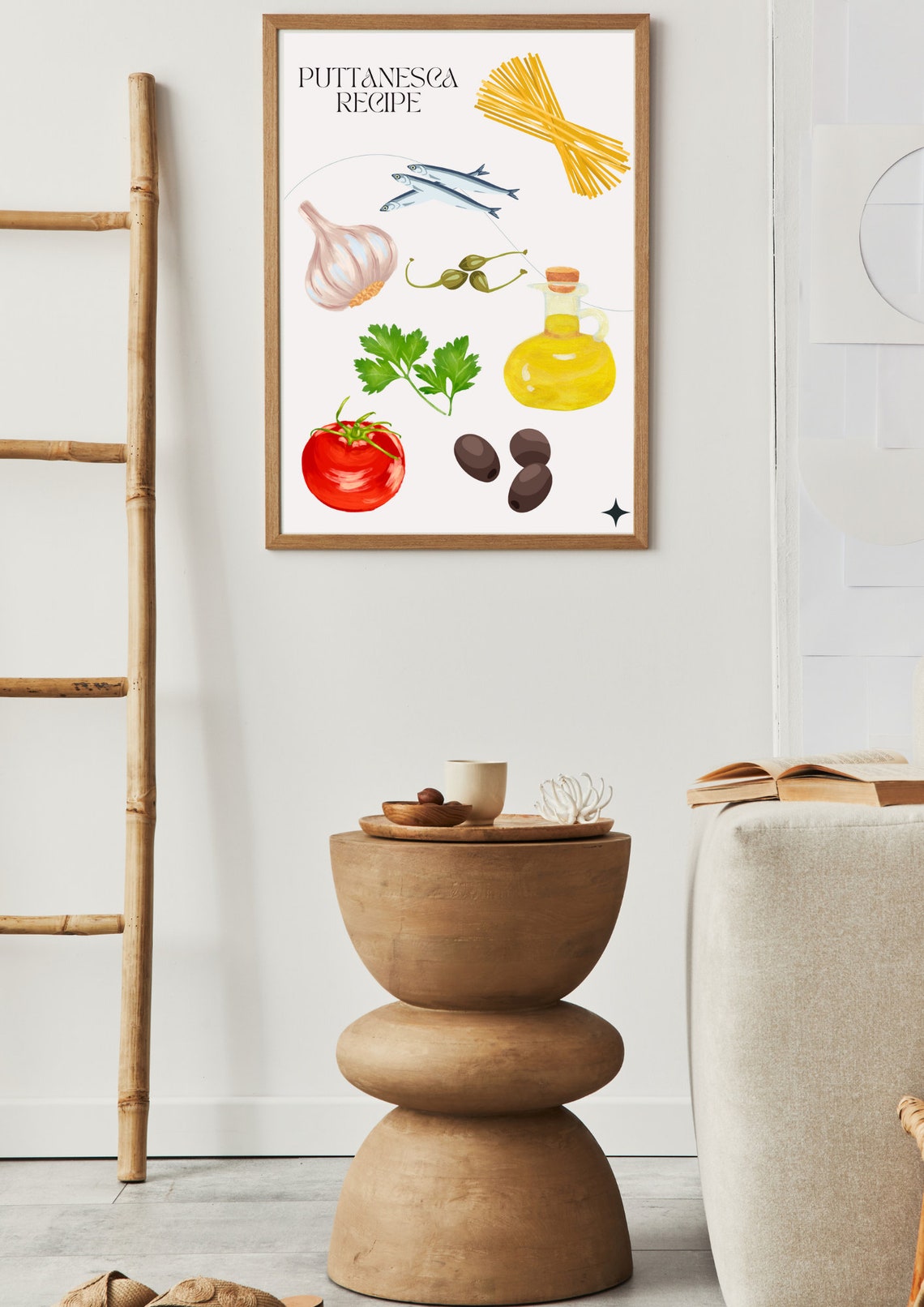 Pasta Art Digital Print Mid Century Retro Food Fun Poster Trendy Recipe ...