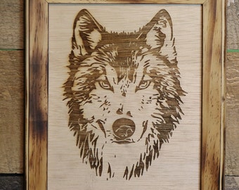 Laser Engraving Howling Wolf Art Wood Box Wooden Custom - Etsy