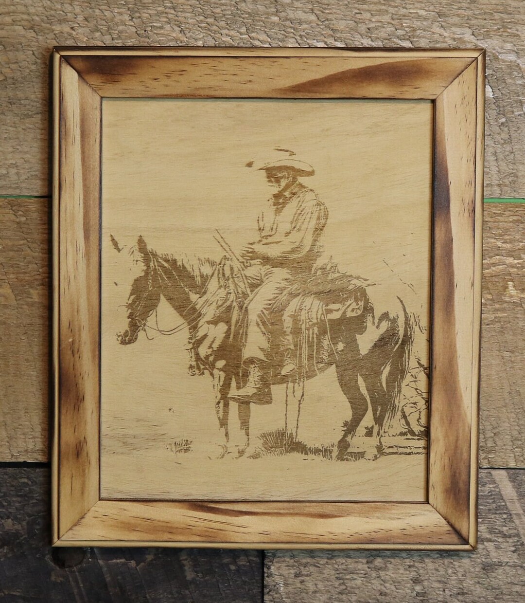 Laser Engraving Art, Cowboy on Horseback - Etsy