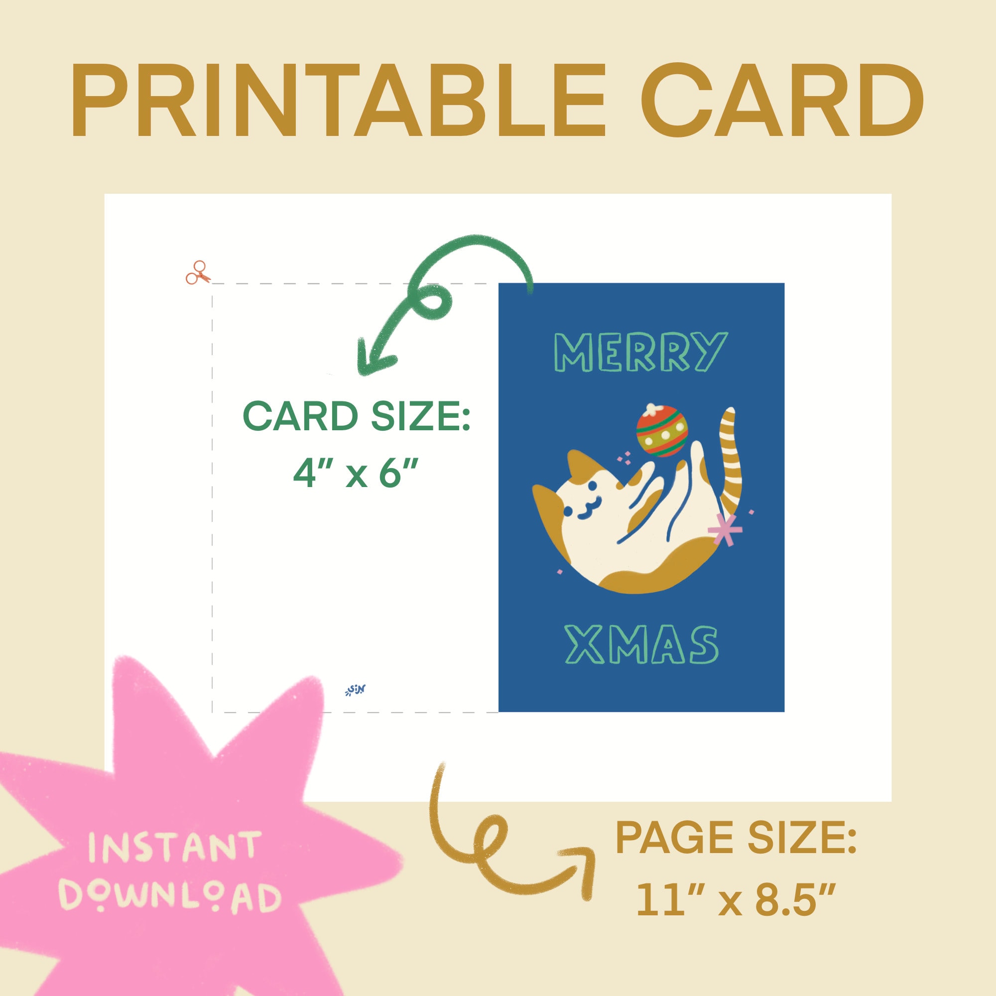 Printable Xmas Card Instant Download Digital Download - Etsy