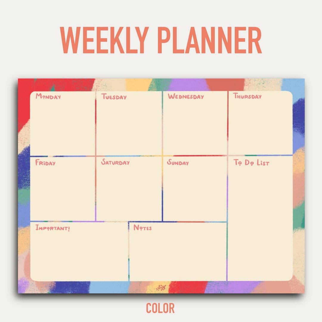 Printable Colorful Weekly Planner | Instant Download | Digital Planner ...