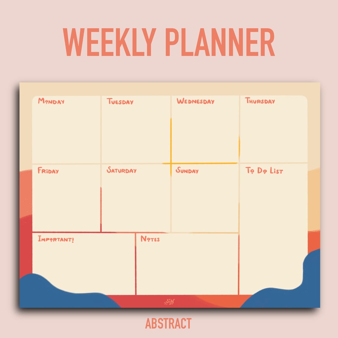Printable Abstract Weekly Planner | Instant Download | Digital Planner ...