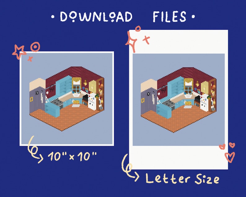 Printable Friends Tv Show Pixel Wall Art | Monica's Kitchen | Pixel Art ...