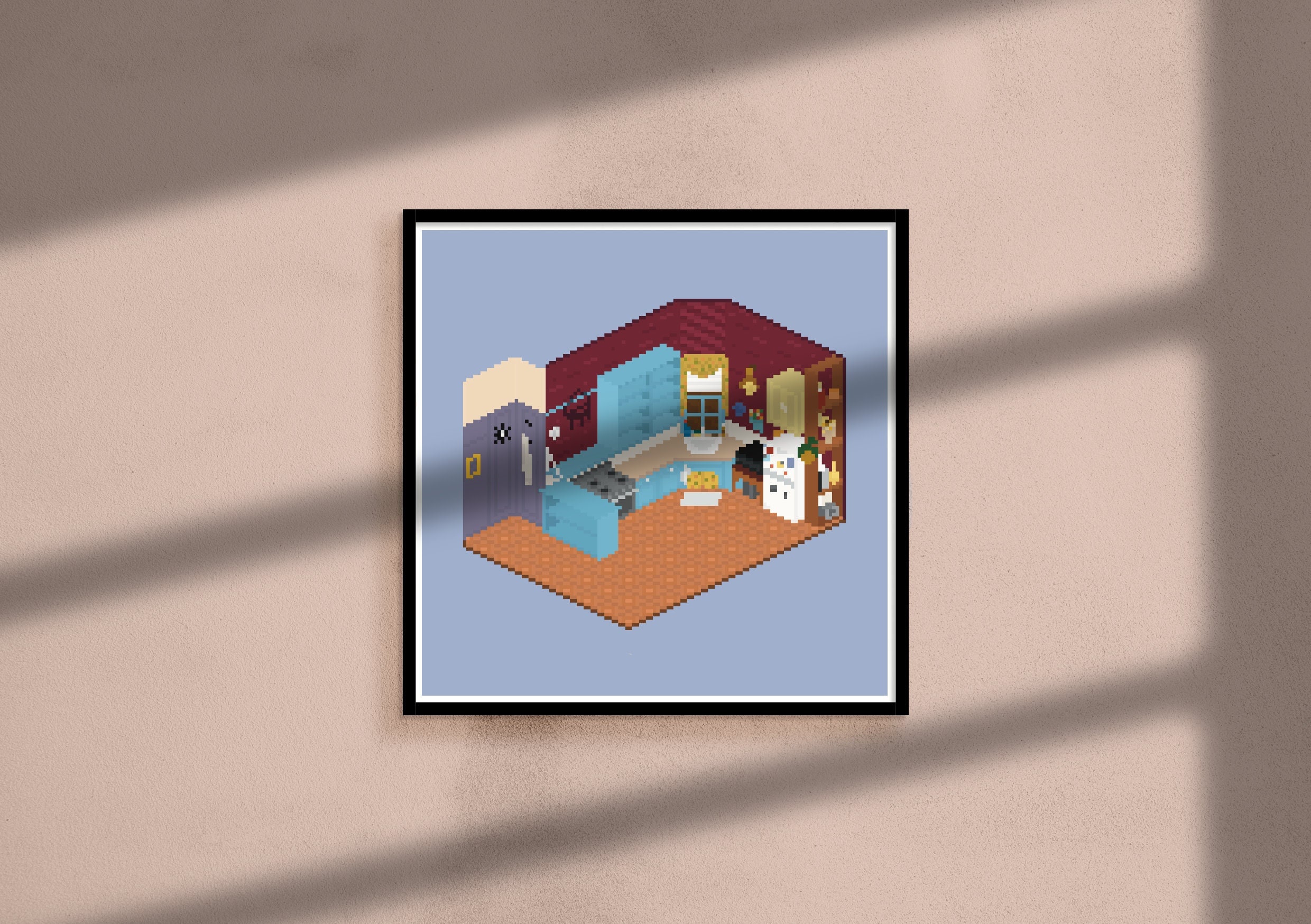 Printable Friends Tv Show Pixel Wall Art | Monica's Kitchen | Pixel Art ...