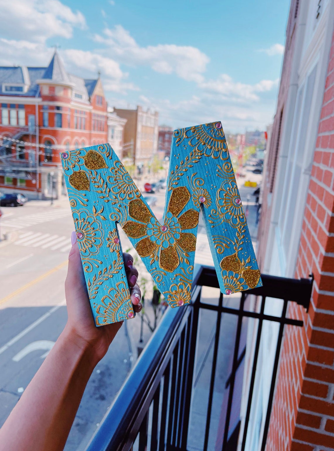 Henna Letter// Hand Painted// High Quality Wood// Gift - Etsy