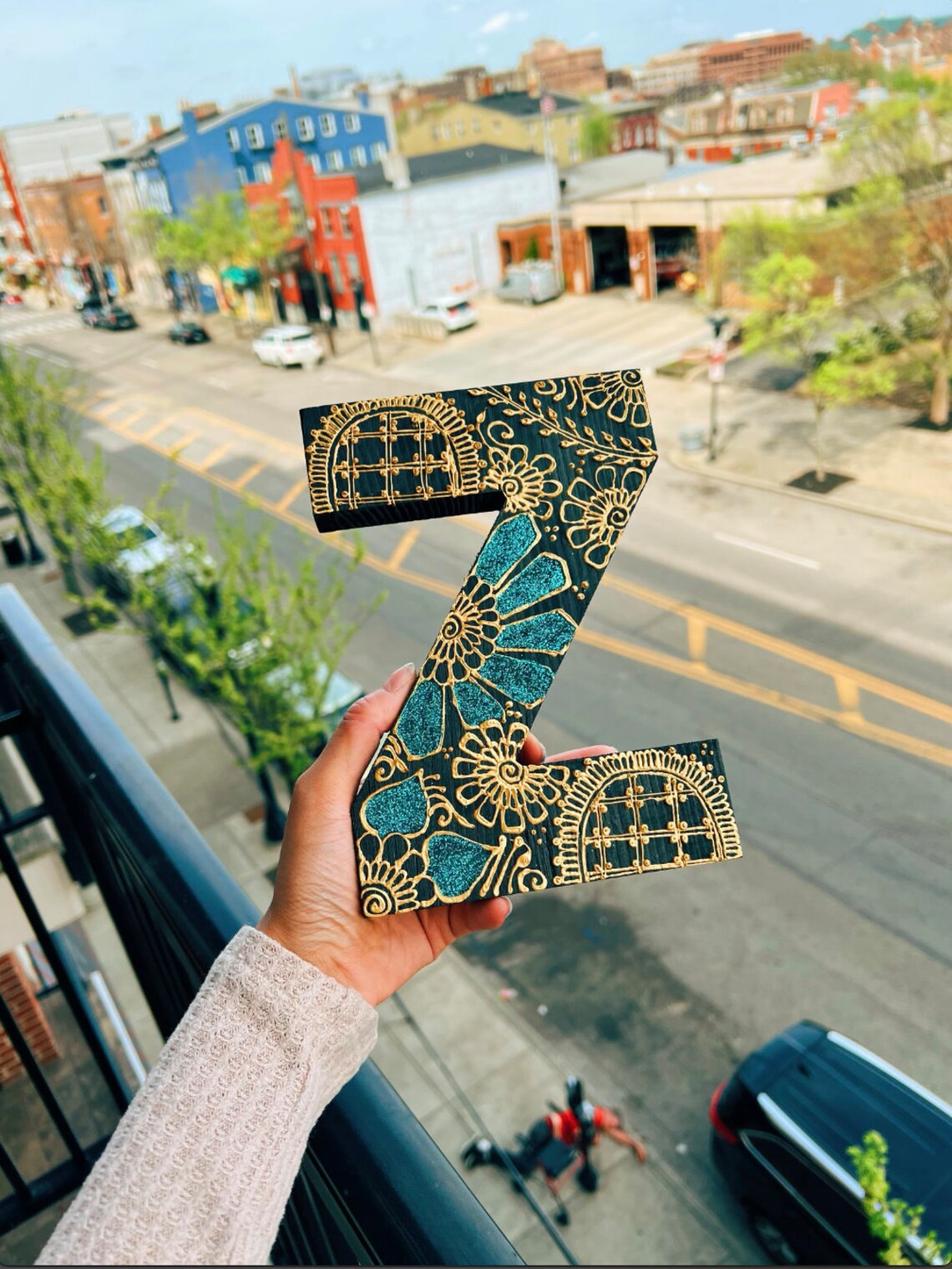 Henna Letter// Hand Painted// High Quality Wood// Gift - Etsy