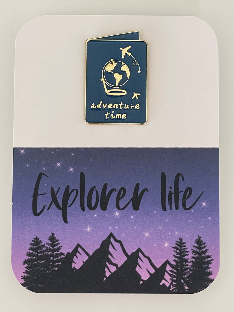 Explorer Adventure Time Passport Enamel Lapel Pin Badge Globe - Etsy