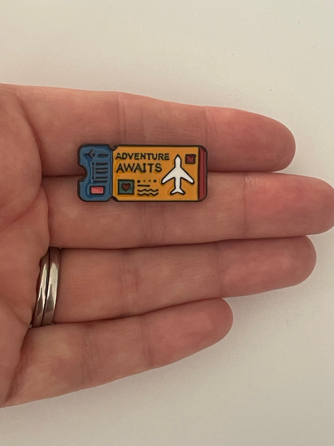 Explorer Adventurer Airplane Ticket Enamel Lapel Pin Birthday Present ...
