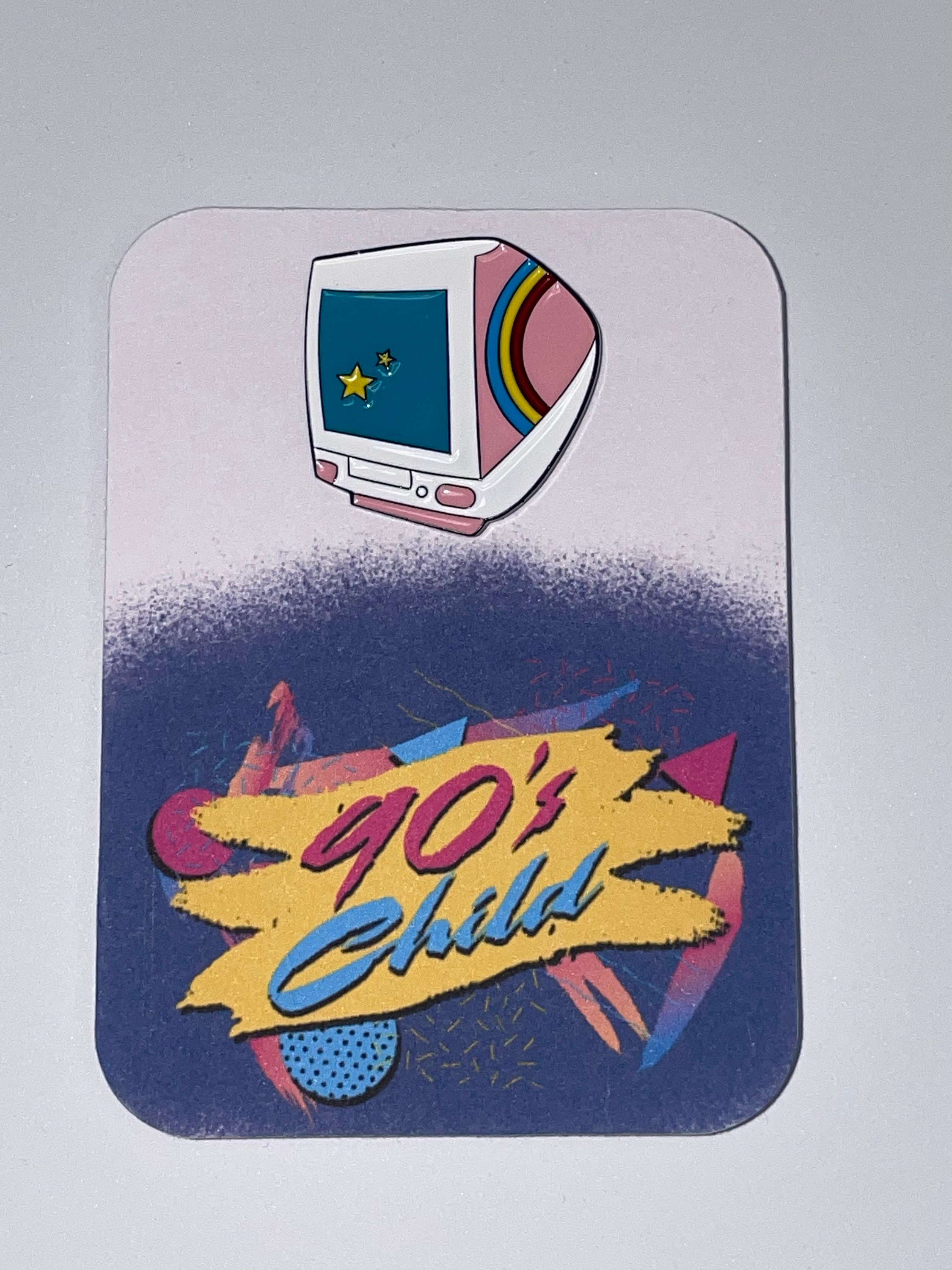 80s 90s Child Vintage Throw Back Retro Lapel Pin Enamel Badge Computer ...