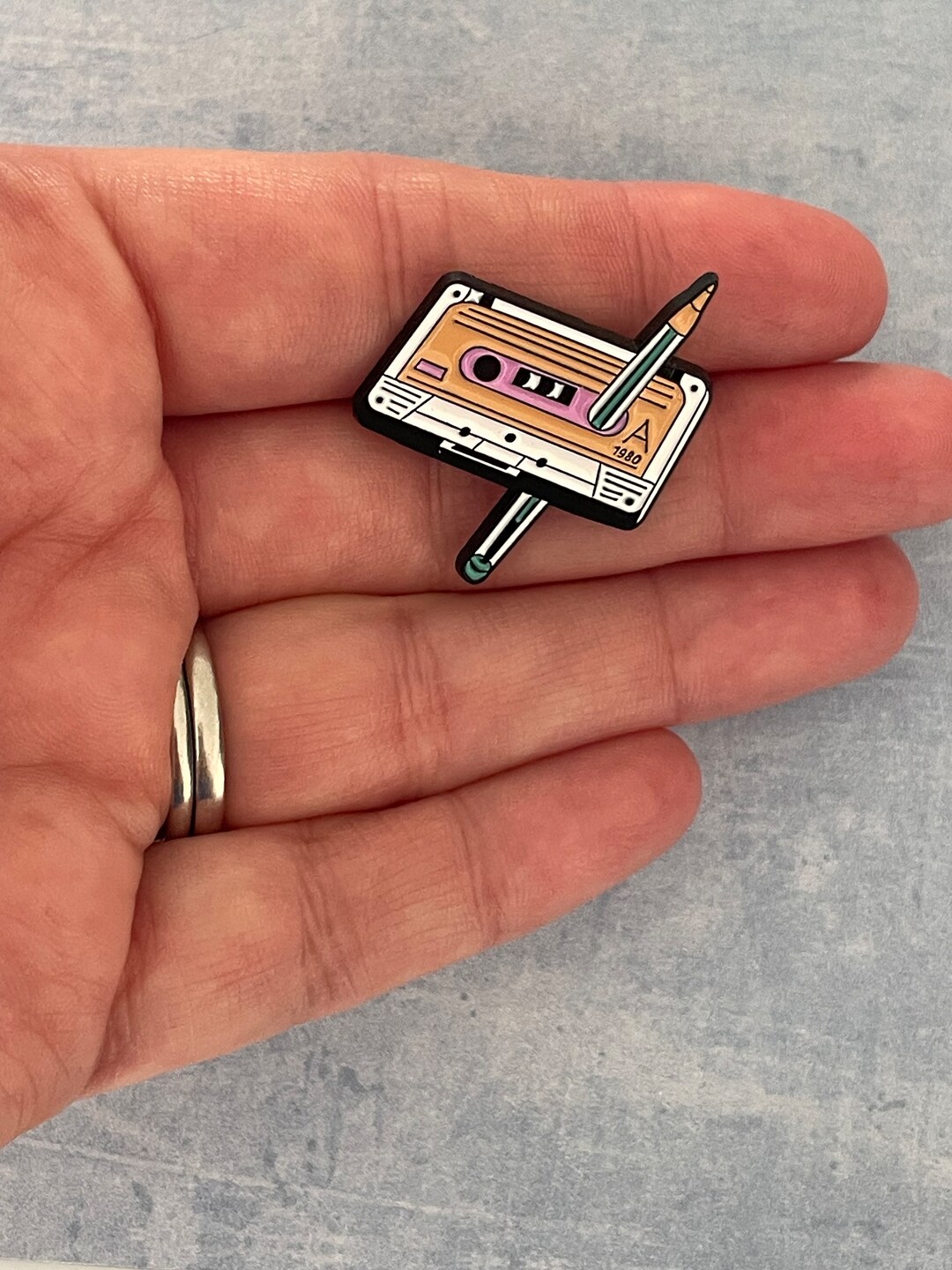 80s 90s Child Vintage Retro Lapel Pin Enamel Badge Mix Cassette Tape ...