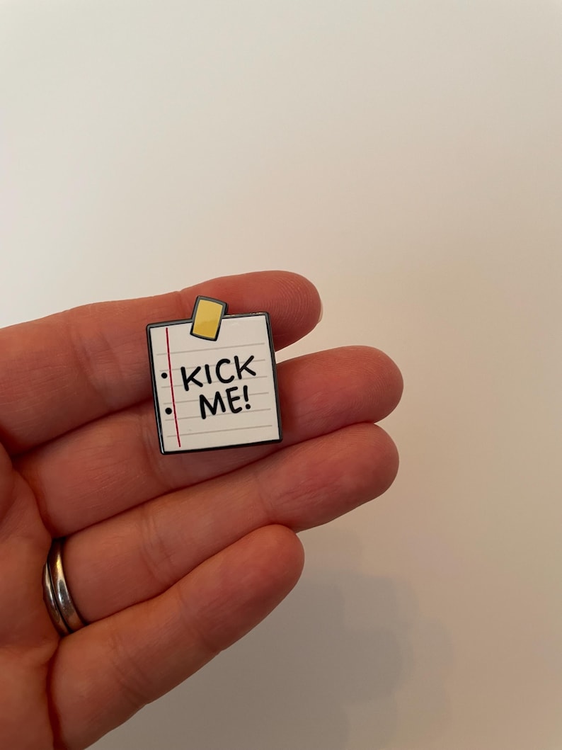 80s 90s Child Vintage Throw Back Retro Lapel Pin Enamel Badge Kick Me ...