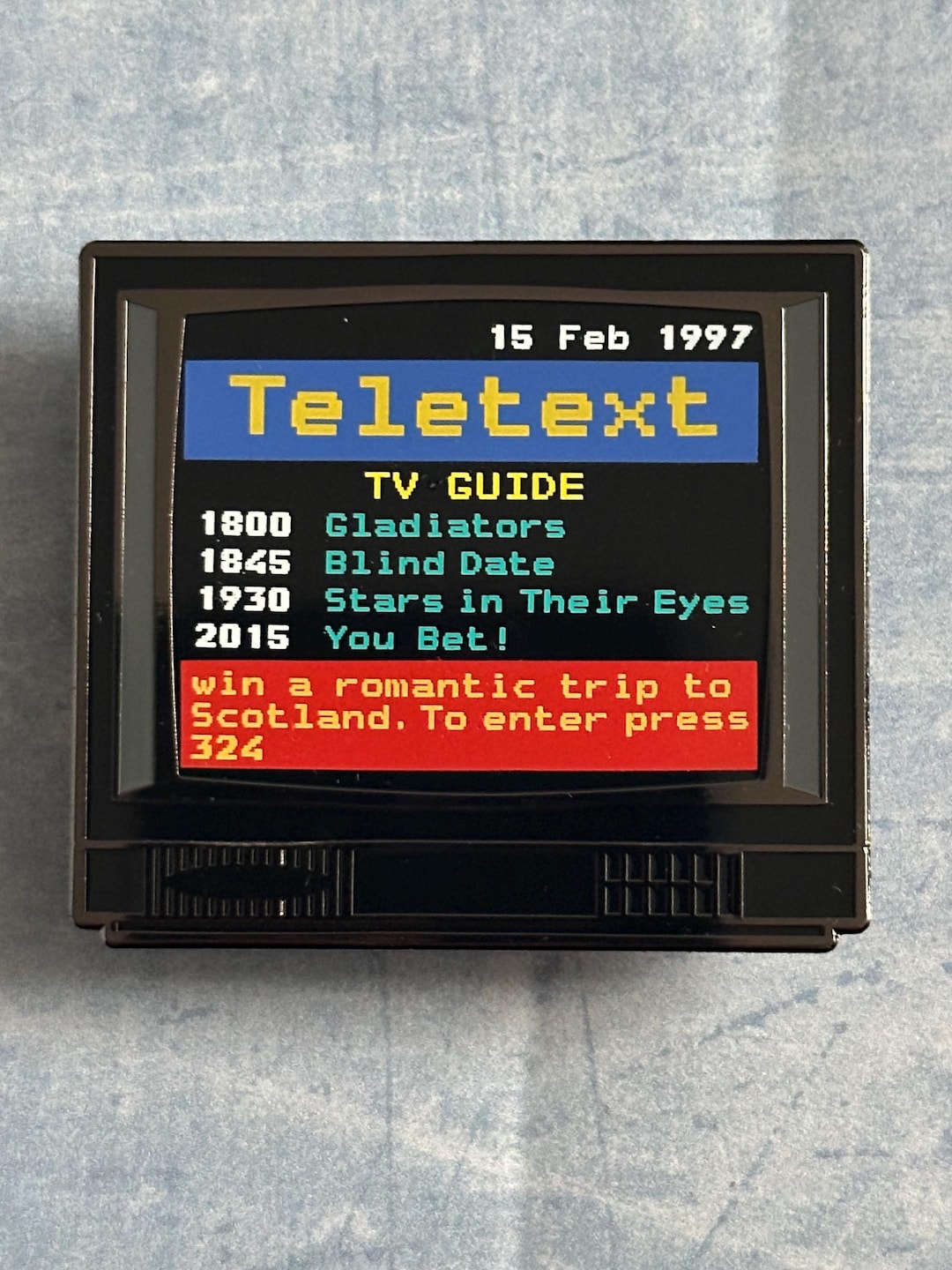 80s 90s Child Vintage Retro Lapel Pin Enamel Badge Old Television Tv ...