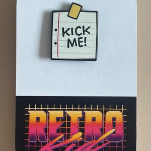 80s 90s Child Vintage Throw Back Retro Lapel Pin Enamel Badge Kick Me ...