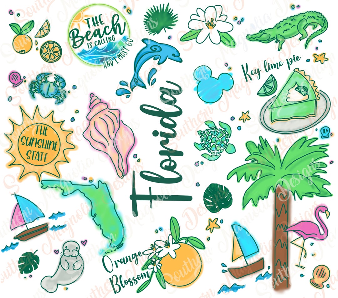 Florida Hand Drawn Sublimation Design, 20oz Tumbler, PNG File, Digital ...