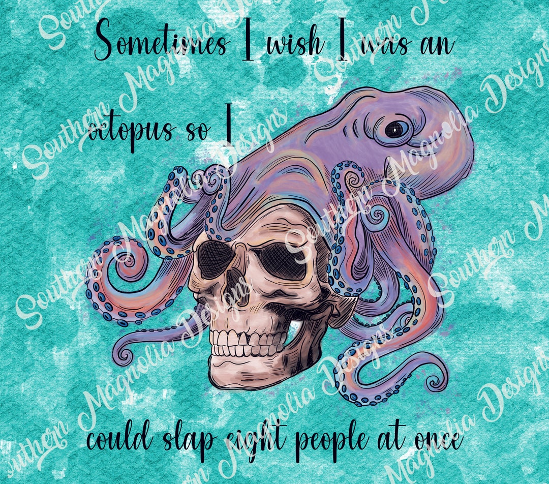 Wish I was an Octopus Handgezeichnetes Sublimation Design - Etsy Österreich