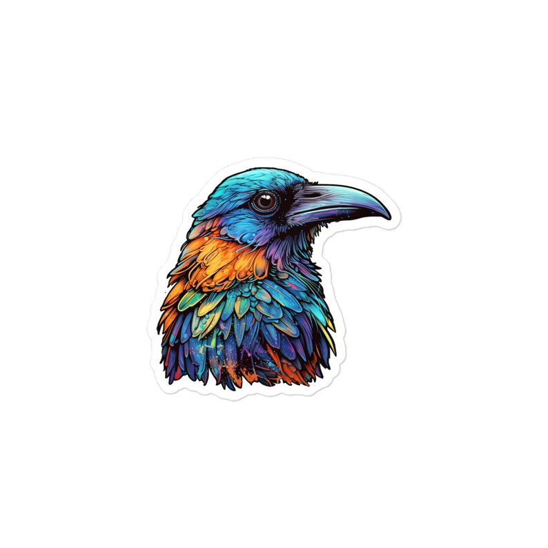 Crow Cosmic Colorful Vinyl Sticker for Laptop, Tumbler, Skateboard ...