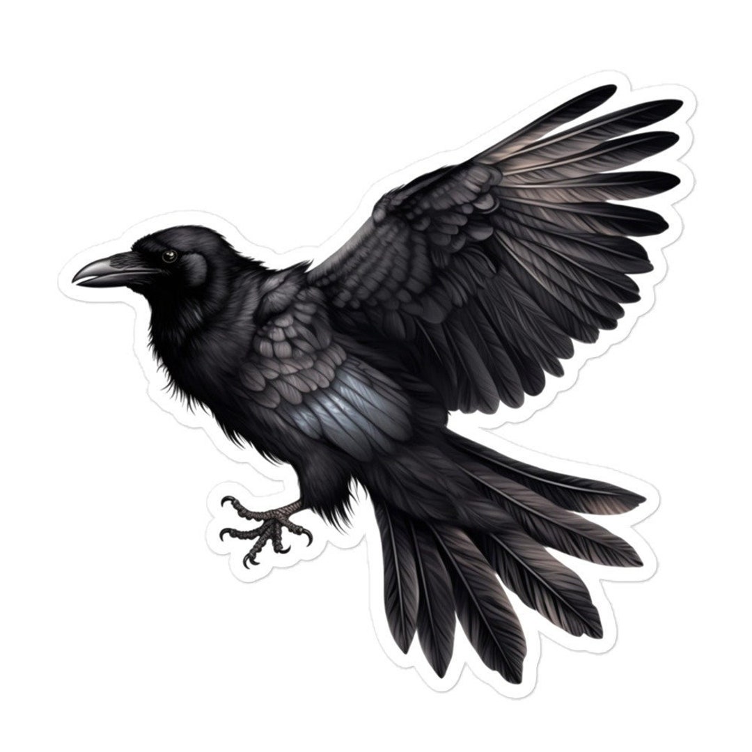 Crow Flying Vinyl Sticker for Laptop, Tumbler, Skateboard, Phone, Etc ...