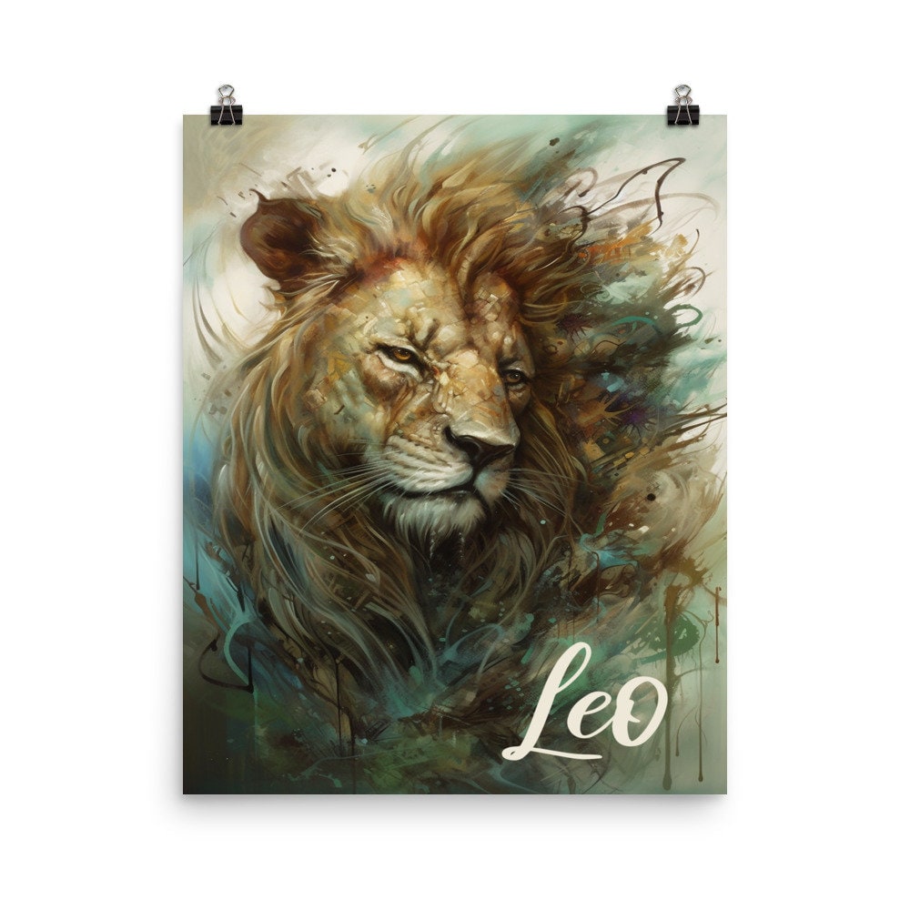 Lion Poster, Animal Art, Zodiac Poster, Home Room Decor, Lion Wall Art ...