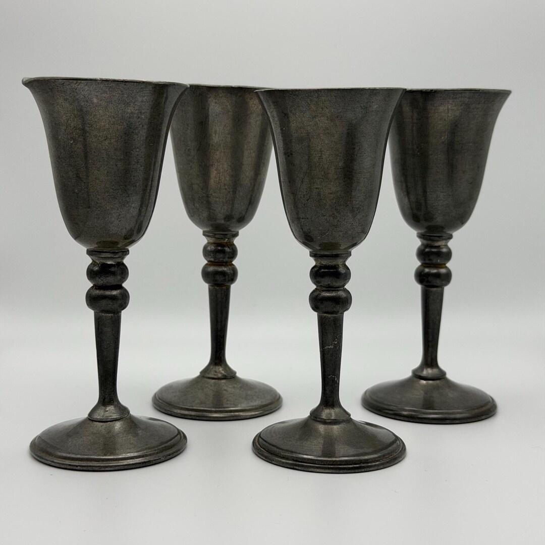Vintage Pewter Goblets Set of 4 - Etsy
