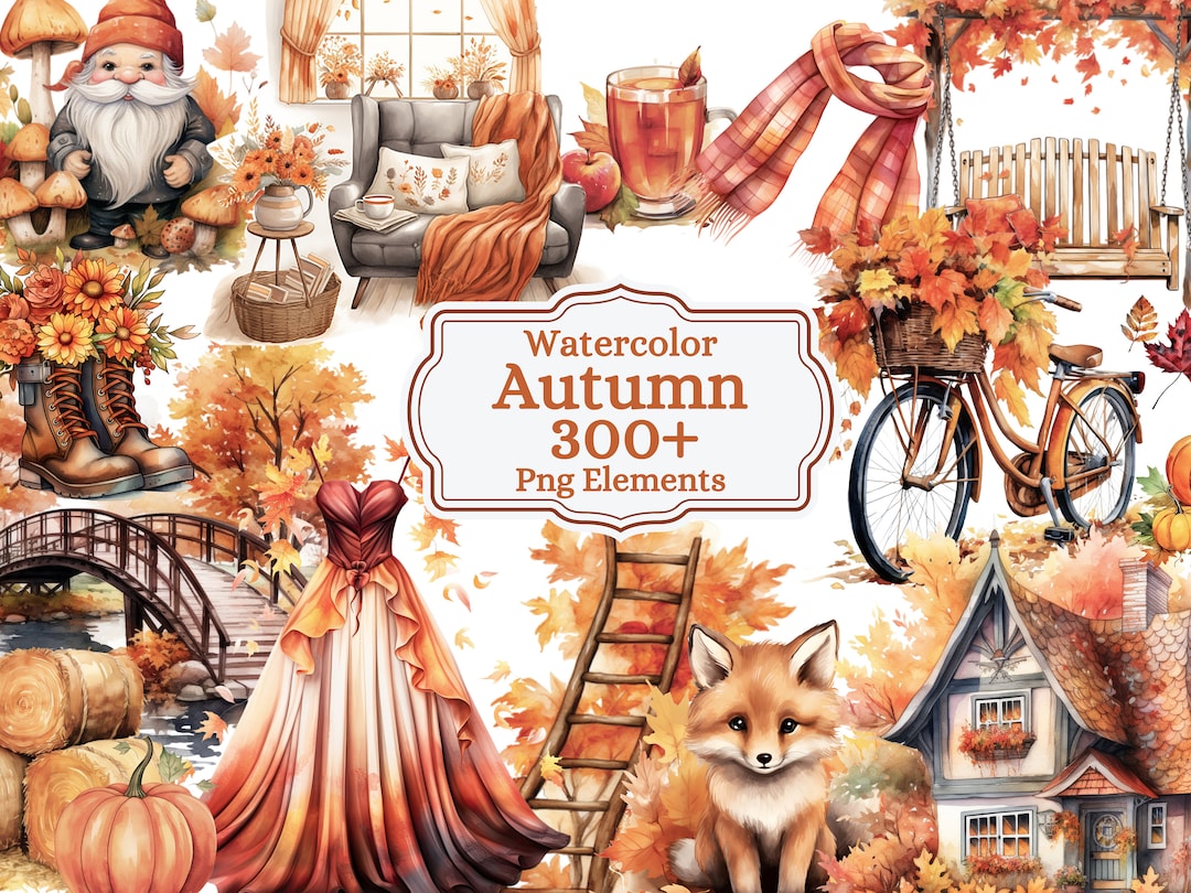Autumn Clipart,autumn Clipart,300 Dpi,300 Clipart Images,watercolor ...