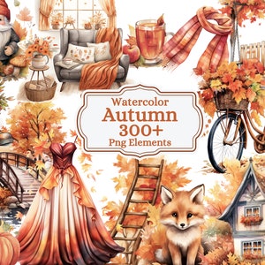 Autumn Clipart,autumn Clipart,300 Dpi,300 Clipart Images,watercolor ...