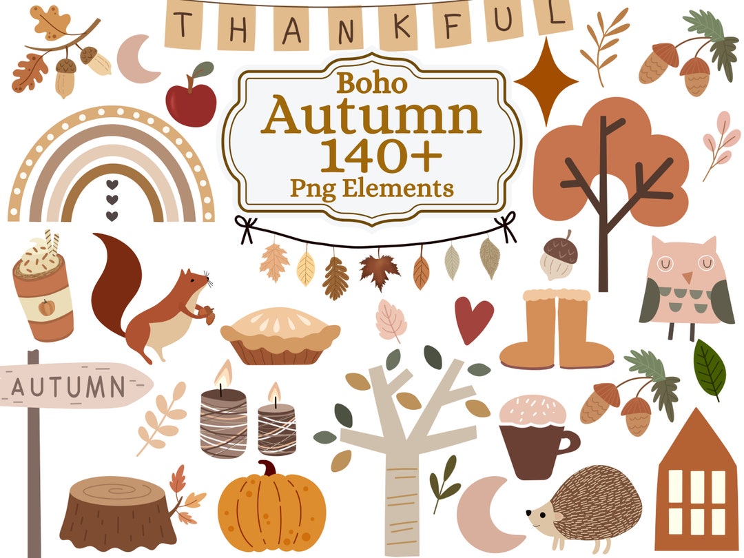 Boho Autumn Clipart,autumn Clipart,boho Fall Floral,fall Clipart ...