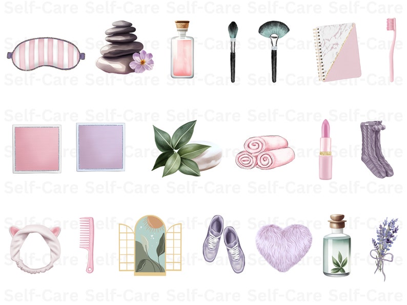Watercolor Self-care Clipart Bundle: Spa & Relaxing Stickers (PNG) - Etsy