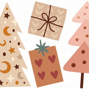 Boho Christmas Clipart,boho Christmas,boho Holiday Clipart,boho ...