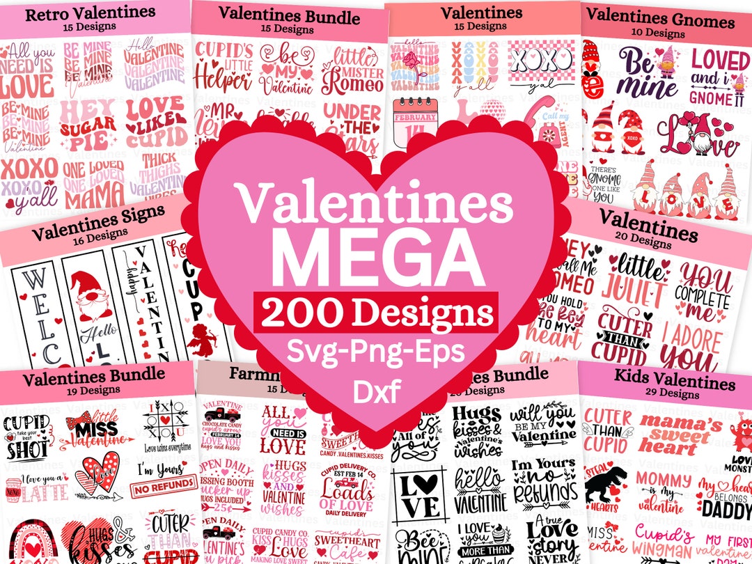 Valentine Mega Bundle Clipart Digital Stickers Valentines Print on ...
