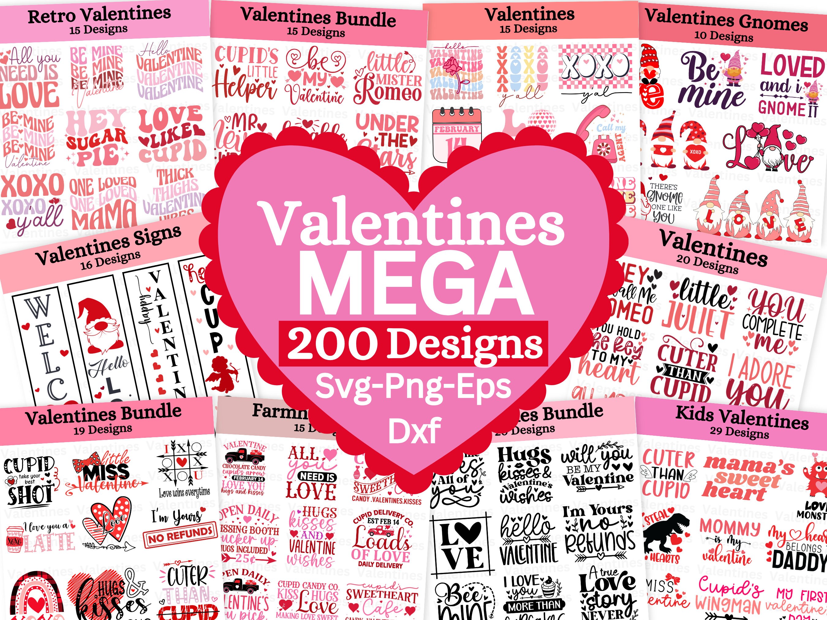 Valentine's Day Clipart Mega Bundle: 200+ Designs (SVG, PNG, EPS) - Etsy