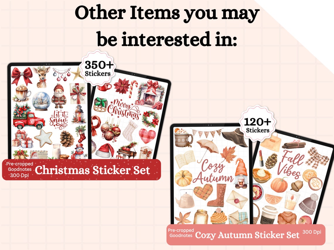 Fall Goodnotes Stickers: Watercolor Autumn Planner Set (PNG, PDF) - Etsy