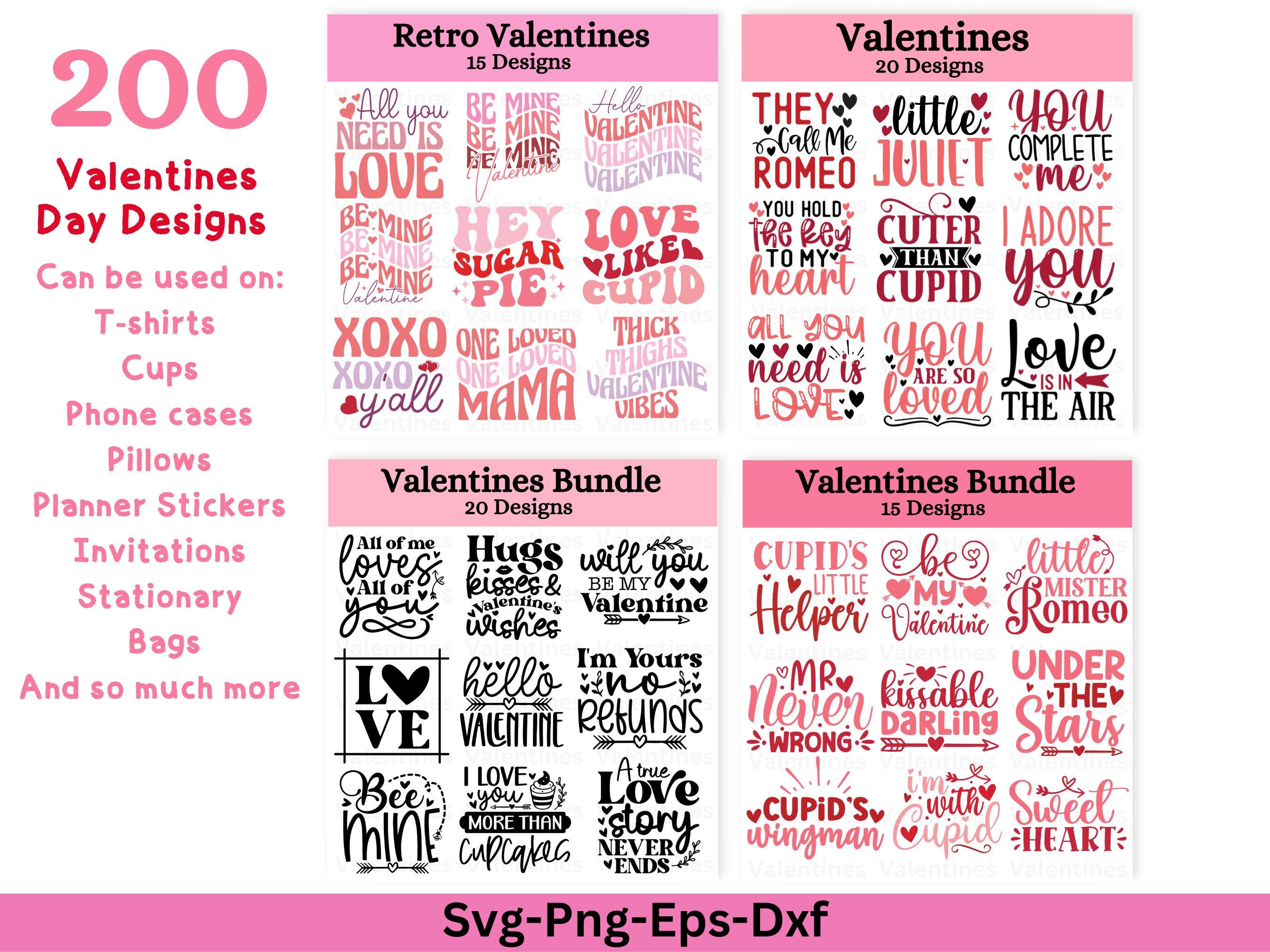 Valentine's Day Clipart Mega Bundle: 200+ Designs (SVG, PNG, EPS) - Etsy