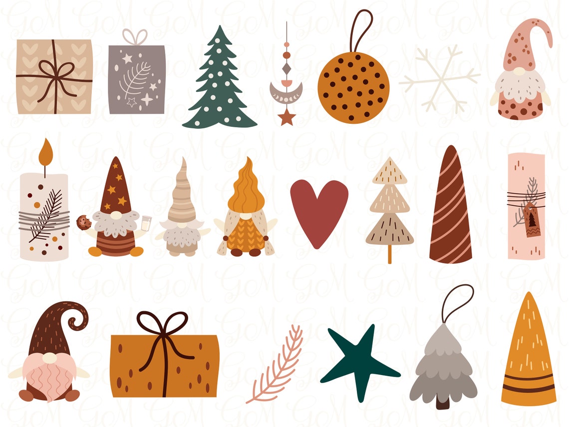 Boho Christmas Clipart Bundle, Holiday PNG Images (digital Download) - Etsy
