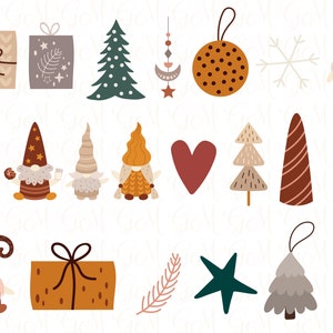 Boho Christmas Clipart,boho Christmas,boho Holiday Clipart,boho ...