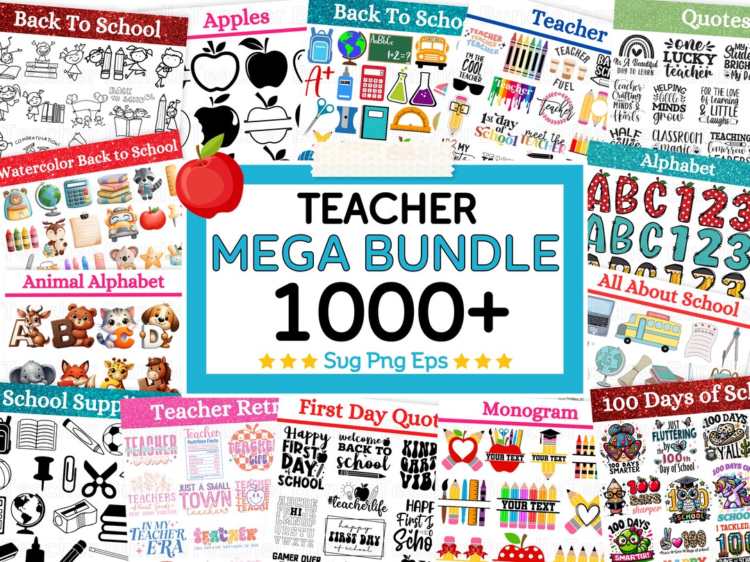 Teacher Svg Mega Bundle, Teacher Svg Bundle, Teacher Svg, School Svg ...