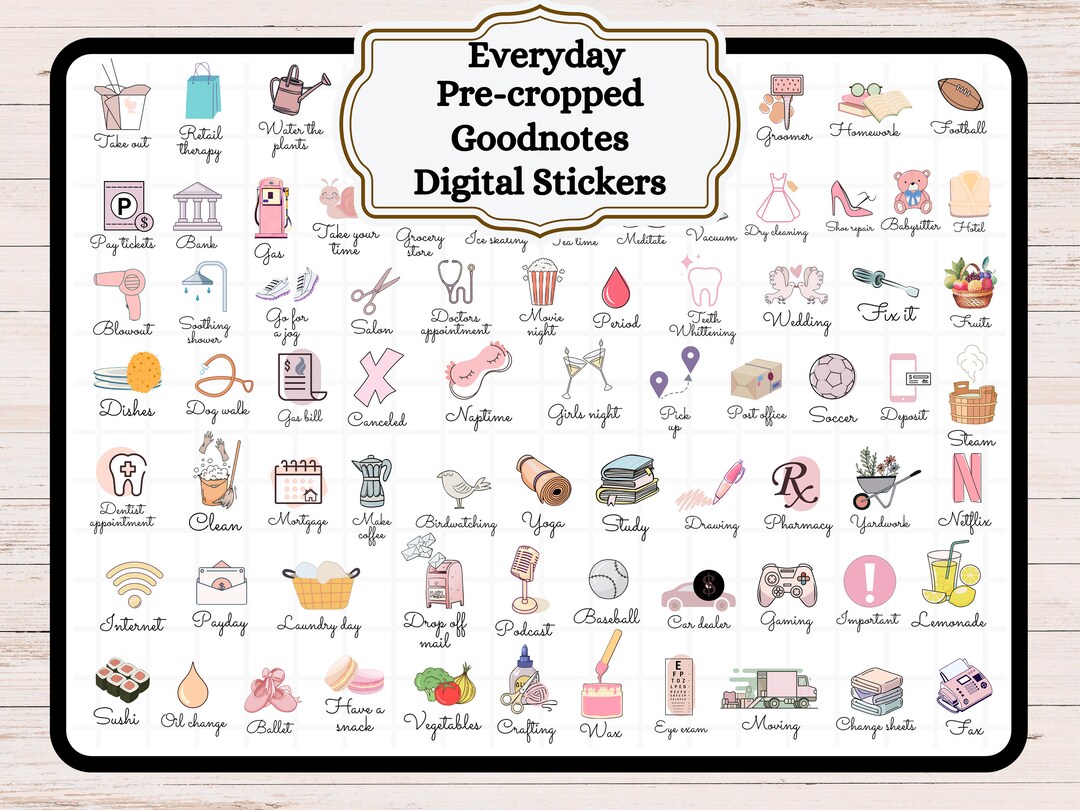 Everyday Digital Stickers, Pre-cropped Goodnotes Stickers (PNG) - Etsy